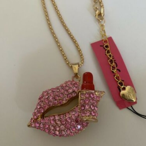 Jewelry | Rhinestone Lips Lipstick Necklace | Poshmark